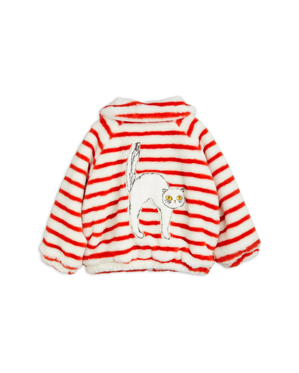 Mini Rodini Angry Cat Stripe Faux Fur Jacket | Red – GREEN HEARTS PINK